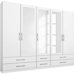 Kleiderschrank Rauch "Hersbruck" Schränke Gr. B/H/T: 225 cm x 210 cm x 54 cm, mit 3 Spiegeln, 5 St., weiß Kleiderschränke mit 6 Schubkästen