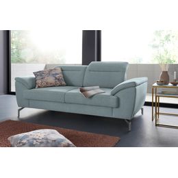 Sit & More 2-Sitzer SIT & MORE "Percy", blau (aqua), B:197cm T:112cm, Sofas, 15 cm Fu&szlig;h&ouml;he, Sitztiefenverstellung, wahlweise Kopfteilverstellung