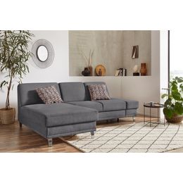 Sit & More Ecksofa SIT & MORE "Clio L-Form", grau (steel), B:246cm H:89cm T:165cm, Sofas, Ecksofa, wahlweise mit Bettfunktion oder Vorziehsitz und Bettkasten, Federkern