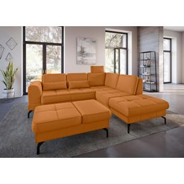 Sit & More Ecksofa SIT & MORE "Bendigo L-Form", gelb (curry), B:258cm H:87cm T:226cm, Sofas, Ecksofa, inklusive Sitztiefenverstellung, Bodenfreiheit 15 cm, in 2 Fu&szlig;farben