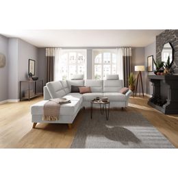 Ecksofa Home Affaire "Westerland L-Form", silber, B:238cm H:90cm T:213cm, 98% Polyester 2% Polyamid, Sofas, Ecksofa, Federkern-Polsterung, wahlweise mit Bettfunktion, Bettkasten