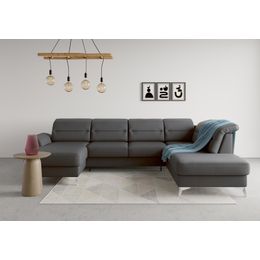 Sit & More Wohnlandschaft SIT & MORE "Sinatra U-Form", grau (dunkelgrau), B:326cm H:85cm T:220cm, 98% Polyester, 2% Polyamid, Sofas, Wohnlandschaft, optional mit Kopfteilverstellung und Armteilfunktion etc.
