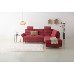 Ecksofa Home Affaire "Westerland L-Form", lila (chianti), B:238cm H:90cm T:213cm, 100% Polyester, Sofas, Ecksofa, Federkern-Polsterung, wahlweise mit Bettfunktion, Bettkasten