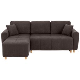 Ecksofa Home Affaire "Scania L-Form", grau, B:220cm H:86cm T:160cm, Microfaer (100% Polyester);Struktur fein (100% Polyester);Samtoptik (100% Polyester), Sofas, Ecksofa, wahlweise mit Bettfunktion und Bettkasten