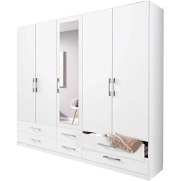 Kleiderschrank Rauch "Hersbruck" Schränke Gr. B/H/T: 225 cm x 210 cm x 54 cm, mit 1 Spiegel, 5 St., weiß Kleiderschränke mit 6 Schubkästen