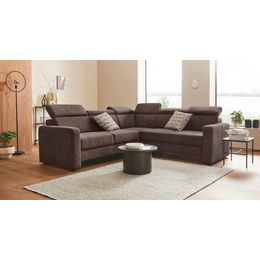 Sit & More Ecksofa SIT & MORE "Bologna L-Form", braun (espresso), B:247cm H:84cm T:227cm, Sofas, Ecksofa, Kopfteilverstellung, wahlweise mit Bettfunktion und Schubkasten