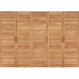 Drehtürenschrank Home Affaire "Chamara", beige (natur), B:307cm H:218cm T:65cm, Schränke, Drehtürenschrank Kleiderschrank, aus massivem Eichenholz, in unterschiedlichen Breiten, Höhe 218 cm