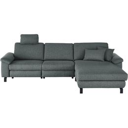 Ecksofa 3C CANDY "Mainau L-Form", grau (anthrazit), B:308cm H:91cm T:185cm, 100% Polyester, Sofas, Ecksofa, Relaxfunktion im 1,5-Sitzer, motorische Schlaffunktion in Longchair