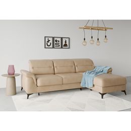 Sit & More Ecksofa SIT & MORE "Sinatra L-Form", braun (macchiato), B:258cm H:85cm T:170cm, 100% Polyester, Sofas, Ecksofa, mit Recamiere, optional mit Kopfteilverstellung und Armteilfunktion