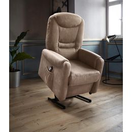 Sit & More TV-Sessel SIT & MORE "Morten", braun (latte), B:76cm H:113cm T:78cm, Luxus-Kunstleder;NaturLEDER (echtes Rindsleder);Luxus-Microfaser (100% Polyester), Sessel, Fernsehsessel, in Gr&ouml;&szlig;e M, wahlweise mit Motor und Aufstehhilfe