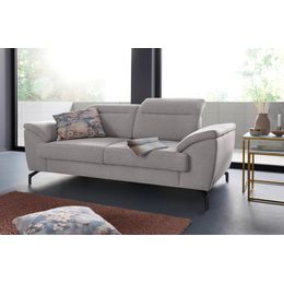 Sit & More 2-Sitzer SIT & MORE "Percy", grau, B:197cm T:112cm, Sofas, 15 cm Fu&szlig;h&ouml;he, Sitztiefenverstellung, wahlweise Kopfteilverstellung