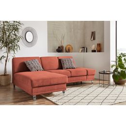Sit & More Ecksofa SIT & MORE "Clio L-Form", orange (terra), B:246cm H:89cm T:165cm, Sofas, Ecksofa, wahlweise mit Bettfunktion oder Vorziehsitz und Bettkasten, Federkern