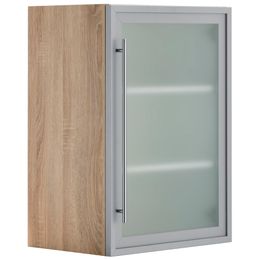 Glashängeschrank Optifit Schränke Gr. B/H/T: 50 cm x 70,4 cm x 35,2 cm, 1 St., silberfarben (alu, eichefarben) Hängeschränke Breite 50 cm