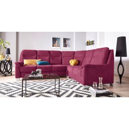 Sit & More Ecksofa SIT & MORE "Boccaccio L-Form", lila (chianti), B:265cm H:104cm T:215cm, Kunstleder SOFTLUX;Luxus-Microfaser (90% Polyester, 10% Polyamid);Flachgewebe (100% Polyester), Sofas, Ecksofa, mit Federkern und Kopfteilverstellung, wahlweise mit Bettfunktion