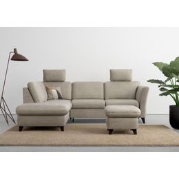 Ecksofa Home Affaire "Trelleborg L-Form", grau (steel), B:252cm H:86cm T:213cm, 95% Polyester, 5% Polyamid, Sofas, Ecksofa, wahlweise mit Bettfunktion und Bettkasten, inkl. Federkern-Polsterung