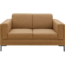2-Sitzer "LOOKS VII", braun (messing), B:155cm H:82cm T:90cm, 100% Polyester, LOOKS by Wolfgang Joop, Sofas, klare Linien, edles Design