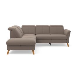 Sit & More Ecksofa SIT & MORE "Romero L-Form", grau (taupe), B:250cm H:91cm T:220cm, 90% Polyester 10%Polyamid, Sofas, Ecksofa, wahlweise mit oder ohne TV-Funktion, Bettfunktion, Bettkasten