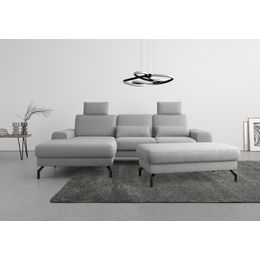 Sit & More Ecksofa SIT & MORE "Cinturo L-Form", grau, B:283cm H:91cm T:175cm, Sofas, Ecksofa, inklusive Sitztiefenverstellung und Federkern, Sitzh&ouml;he 48 cm