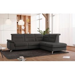Sit & More Ecksofa SIT & MORE "Astoria L-Form", grau (anthrazit), B:256cm H:91cm T:225cm, 100% Polyester, Sofas, Ecksofa, wahlweise mit motorischer Relaxfunktion