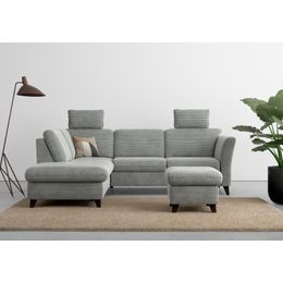 Ecksofa Home Affaire "Trelleborg L-Form", silber, B:252cm H:86cm T:213cm, 100% Polyester, Sofas, Ecksofa, wahlweise mit Bettfunktion und Bettkasten, inkl. Federkern-Polsterung