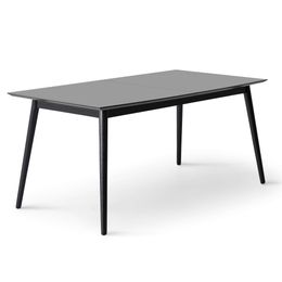 Esstisch HAMMEL FURNITURE "Meza Designtisch mit Auszugsfunktion und 2 Einlegeplatten" Tische Gr. B/H/T: 165 cm x 74 cm x 90 cm, Einlegeplatten, grau (graphit, schwarz, graphit) Esstische rechteckig bootsförmige Tischplatte MDF, Massivholzgestell, in zwei Breiten