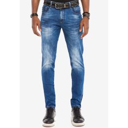 Cipo & Baxx Slim-fit-Jeans CIPO & BAXX Gr. 33, Länge 32, blau Herren Jeans Slim Fit mit cooler Waschung in Straight