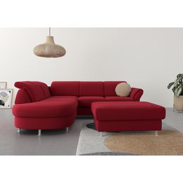 Sit & More Ecksofa SIT & MORE "Apulia L-Form", rot, B:250cm H:78cm T:212cm, Webstoff (100% Polyester);Struktur weich (90% Polyester, 10% Polyamid);Luxus-Micofaser Euphoria (100% Polyester);Samtoptik (100% Polyester), Sofas, Ecksofa, wahlweise Bettfunktion, Bettkasten und Kopf- und Armteilverstellung