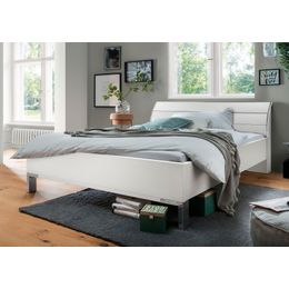 Futonbett Wiemann "Monaco, 4-fache Liegeh&ouml;henverstellung", wei&szlig; (wei&szlig;, leisten in chrom), B:189cm L:218cm, Betten, Futonbett, mit stilvollem Holzkopfteil, Made in Germany
