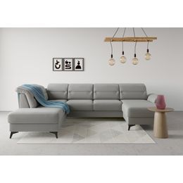 Sit & More Wohnlandschaft SIT & MORE "Sinatra U-Form", grau, B:326cm H:85cm T:220cm, 100% Polyester, Sofas, Wohnlandschaft, optional mit Kopfteilverstellung und Armteilfunktion, Metallf&uuml;&szlig;e