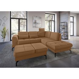 Sit & More Ecksofa SIT & MORE "Bendigo L-Form", braun (cappucino), B:258cm H:87cm T:226cm, Sofas, Ecksofa, inklusive Sitztiefenverstellung, Bodenfreiheit 15 cm, in 2 Fu&szlig;farben