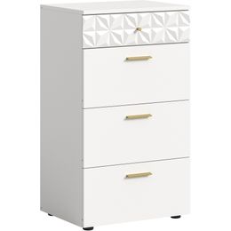 Kommode Inosign "Schubladenkommode mit 4 Schubkästen & Ornamentabsetzung" Sideboards Gr. B/H/T: 53 cm x 92 cm x 40 cm, 4 St., weiß Flur, Diele, Flurschrank, Schrank, Mehrzweckschrank, Schubladenschrank