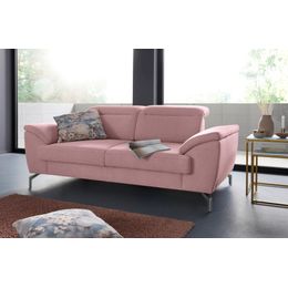 Sit & More 2-Sitzer SIT & MORE "Percy", rosa (altrosa), B:197cm H:80cm T:112cm, Sofas, 15 cm Fu&szlig;h&ouml;he, Sitztiefenverstellung, wahlweise Kopfteilverstellung