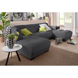 Wohnlandschaft Home Affaire "Langeland U-Form", grau (anthrazit), B:297cm H:85cm T:163cm, Filzoptik (100% Polyester);Struktur (100% Polyester);Webstoff (100% Polyester), Sofas, Wohnlandschaft, incl. 2 Zierkissen, Recamiere wahlweise links oder rechts