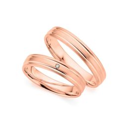 Phoenix Trauring PHÖNIX "Schmuck Geschenk Gold 333 Ehering LIEBE versch. Varianten" Fingerringe Gr. 49, 0,01 ct SI = kleine Einschlüsse mit Brillant, Roségold 333, 4,0 mm, rosegold (roségoldfarben) Trauringe Made in Germany, wahlweise mit oder ohne Brillant