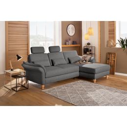 Ecksofa Home Affaire "Palace L-Form", grau, B:266cm H:89cm T:164cm, Struktur fein (100% Polyester);Struktur (100% Polyester);Luxus-Microfaser Lederoptik (100% Polyester), Sofas, Ecksofa, incl. Sitztiefenverstellung, wahlweise mit Bettfunktion und Stauraum