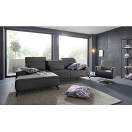 Sit & More Ecksofa SIT & MORE "Gizeh L-Form", grau (steel), B:289cm T:178cm, Sofas, Ecksofa, Fu&szlig;h&ouml;he 12 cm, inklusive Sitztiefenverstellung und Kopfteilverstellung