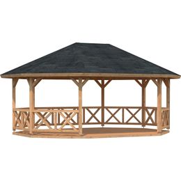 Holzpavillon Palmako "Betty" Pavillons Gr. B/H/T: 615 cm x 362 cm x 551 cm, braun (hellbraun) Feststehende Pavillons BxT: 615x551 cm, hellbraun