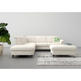 Sit & More Ecksofa SIT & MORE "Maggiore L-Form", grau (grau, wei&szlig;), B:261cm H:88cm T:224cm, 95% Polyester, 5% Polyamid, Sofas, Ecksofa, wahlweise mit Kopfteilverstellung, Bettfunktion und Stauraum