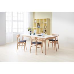 Essgruppe HAMMEL FURNITURE "Findahl/Basic by Hammel Single/Mosbøl" Sitzmöbel-Sets braun (naturfarben, dunkelgrau, natur) Essgruppen Mit Single Esstisch 180(280)x80 und 4 Mosbøl Stühle