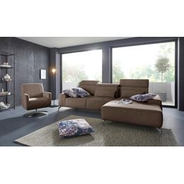 Sit & More Ecksofa SIT & MORE "Gizeh L-Form", braun (chocco), B:289cm T:178cm, Sofas, Ecksofa, Fu&szlig;h&ouml;he 12 cm, inklusive Sitztiefenverstellung und Kopfteilverstellung