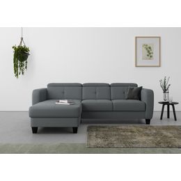 Sit & More Ecksofa SIT & MORE "Belluci L-Form", grau, B:247cm H:85cm T:170cm, Sofas, Ecksofa, inklusive Federkern, wahlweise mit Bettfunktion und Bettkasten