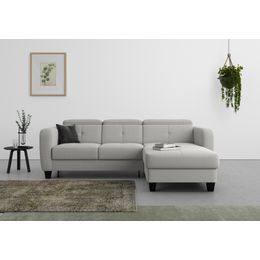 Sit & More Ecksofa SIT & MORE "Belluci L-Form", silber, B:247cm H:85cm T:170cm, Sofas, Ecksofa, inklusive Federkern, wahlweise mit Bettfunktion und Bettkasten