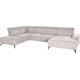 Sit & More Wohnlandschaft SIT & MORE "Gizeh U-Form", beige (elfenbein), B:340cm T:230cm, Sofas, Wohnlandschaft, 12 cm Fu&szlig;h&ouml;he, inklusive Sitztiefenverstellung und Kopfteilverstellung