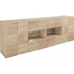 Sideboard Inosign "Miro" Sideboards braun (eichefarben sägerau mit siebdruck) Breite 241 cm dekorativem Siebdruck