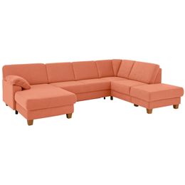 Wohnlandschaft Home Affaire "Belfort U-Form", orange (terra), B:314cm H:88cm T:91cm, Luxus-Microfaser Vintageoptik(100% Polyester);Struktur fein ( 100% Polyester);Luxus-Microfaser ALTARA NUBUCK (100% Polyester), Sofas, Wohnlandschaft, mit Federkern, wahlweise mit Bettfunktion und Stauraum