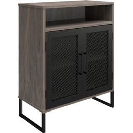 Aktenschrank DOREL HOME "Purdue" Schränke Gr. B/H/T: 61 cm x 76,5 cm x 30,5 cm, 2 St., grau (grau eiche, schwarz) Aktenschränke Türen mit Magnetverschluß, Mesh aus Metall, Breite 61 cm, Höhe 76,5 cm