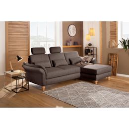 Ecksofa Home Affaire "Palace L-Form", braun, B:266cm H:89cm T:164cm, Struktur fein (100% Polyester);Struktur (100% Polyester);Luxus-Microfaser Lederoptik (100% Polyester), Sofas, Ecksofa, incl. Sitztiefenverstellung, wahlweise mit Bettfunktion und Stauraum