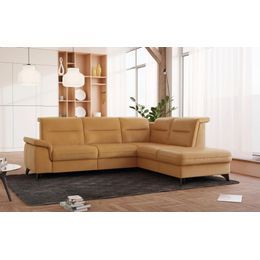 Sit & More Ecksofa SIT & MORE "Astoria L-Form", gelb (dijon), B:256cm H:91cm T:225cm, 100% Polyester, Sofas, Ecksofa, wahlweise mit motorischer Relaxfunktion