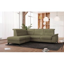 Sit & More Ecksofa SIT & MORE "Astoria L-Form", gr&uuml;n, B:256cm H:91cm T:225cm, 100% Polyester, Sofas, Ecksofa, wahlweise mit motorischer Relaxfunktion