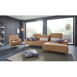 Sit & More Ecksofa SIT & MORE "Gizeh L-Form", braun (machiato), B:289cm T:178cm, Sofas, Ecksofa, Fu&szlig;h&ouml;he 12 cm, inklusive Sitztiefenverstellung und Kopfteilverstellung